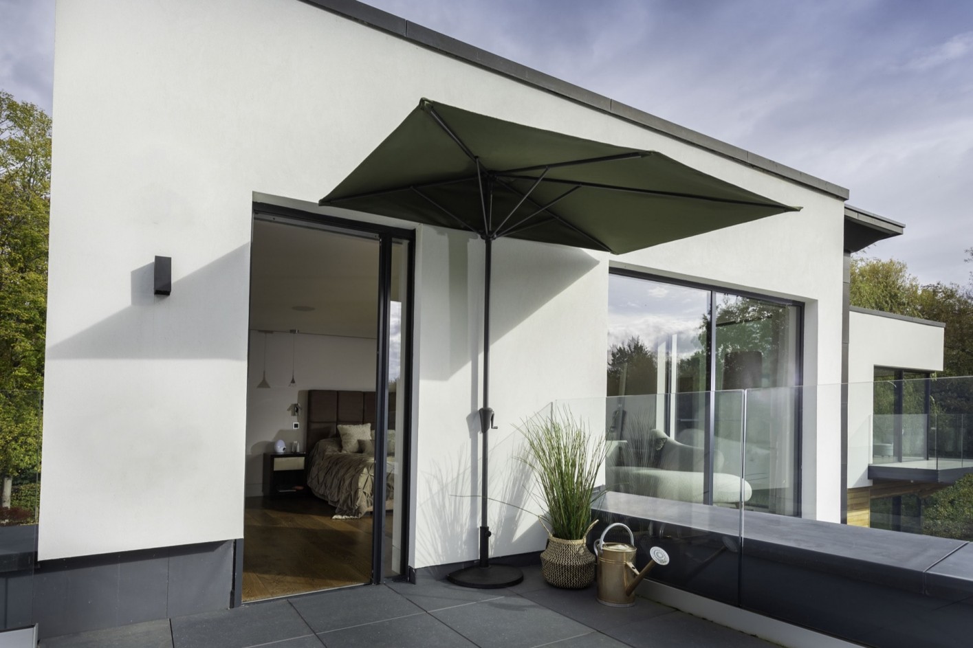 Hartman Catalan Balcony Half Round Parasol - Dove Parasols Garden ...