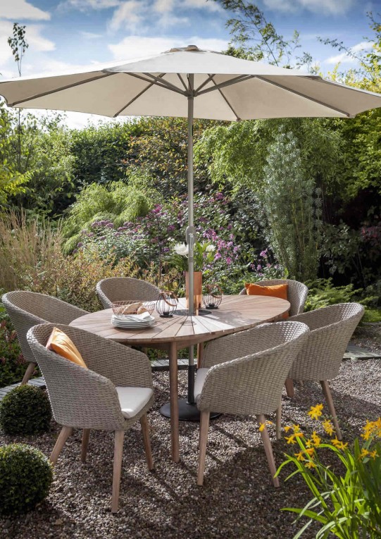 Hartman Hartman Sunburst 6 Seat Elliptical Garden Furniture Set Wood ...